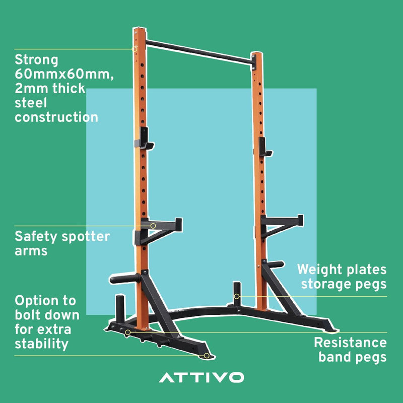 ATTIVO Half Power Rack - HR2100 | Gym Plus Australia