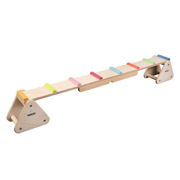 MEMAX 2-in-1 Wooden Seesaw and Rainbow Balance Bridge - Gym Plus