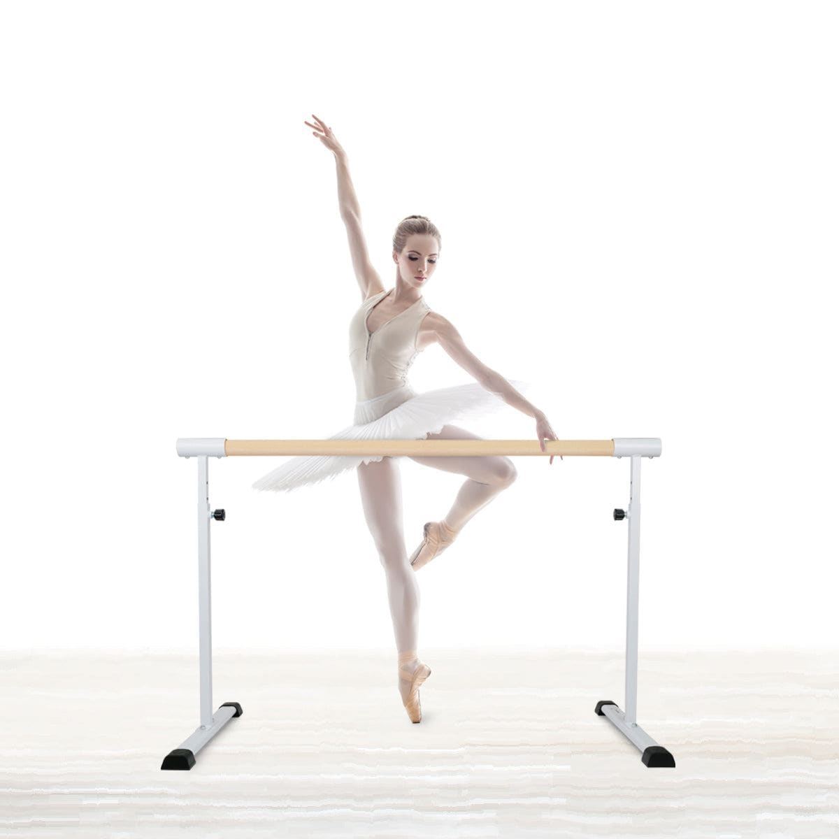 Wooden Portable Ballet Bar Stretch Barre Dance Bar 1.5M Freestanding ...
