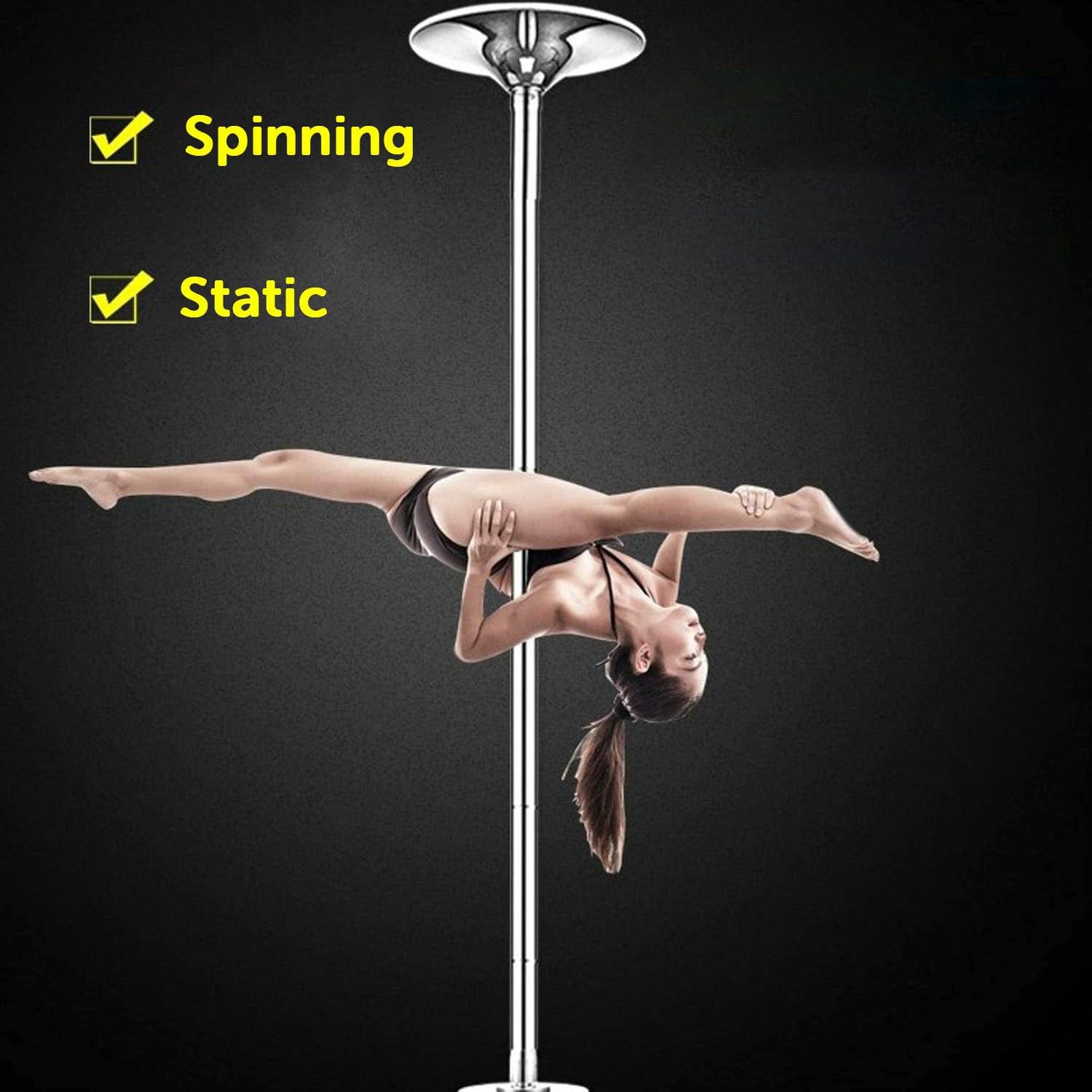 Portable Dancing Pole - Static and Spinning (Chrome) - Gym Plus