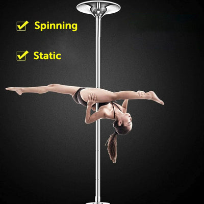Portable Dancing Pole - Static and Spinning (Chrome) - Gym Plus